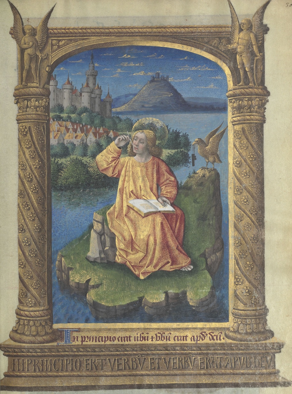 John on Patmos (c.1450), Minature from the Heures de Louis de Laval ...